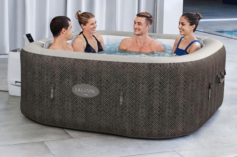 Bestway Hawaii SaluSpa 6 Person Inflatable Square Outdoor Hot Tub with ...